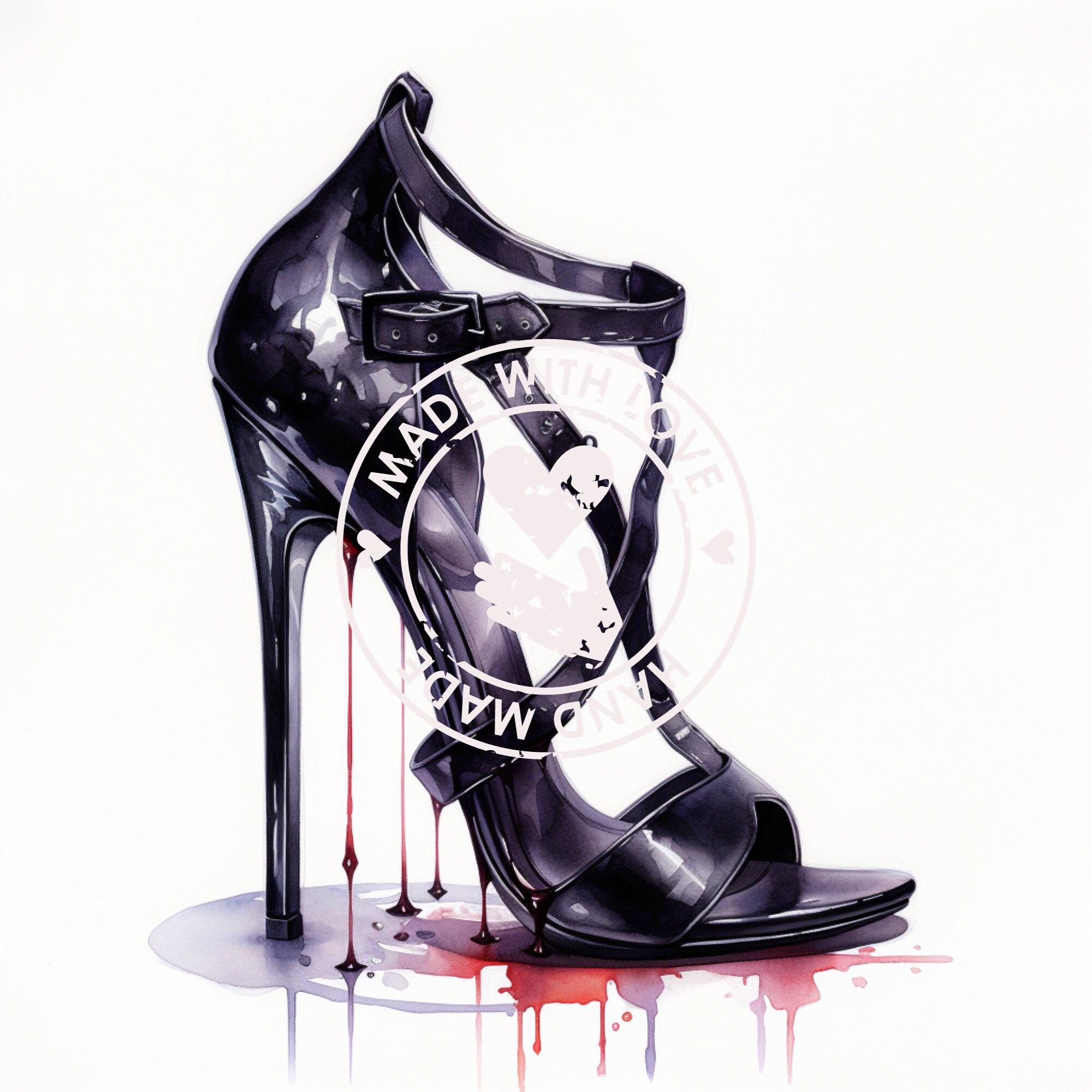 Watercolor Gothic High Heels: Fashion Black Heels (8k HD) - Etsy