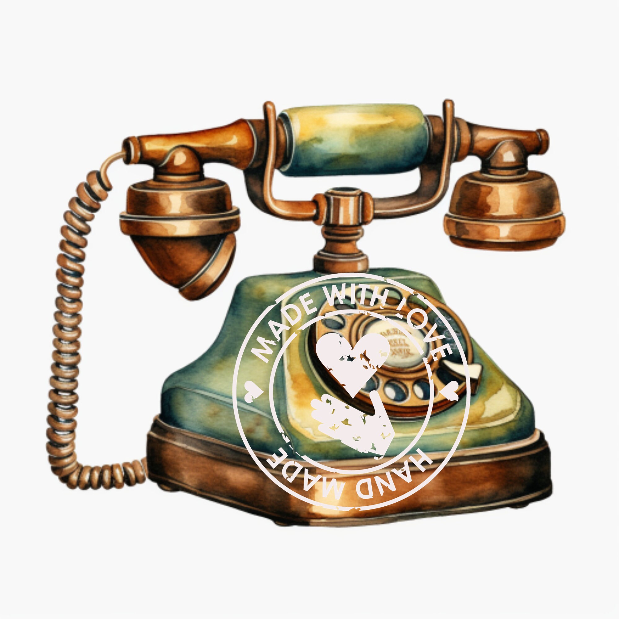 Vintage Phone Watercolor Clipart: Antique PNG Designs (digital Download ...