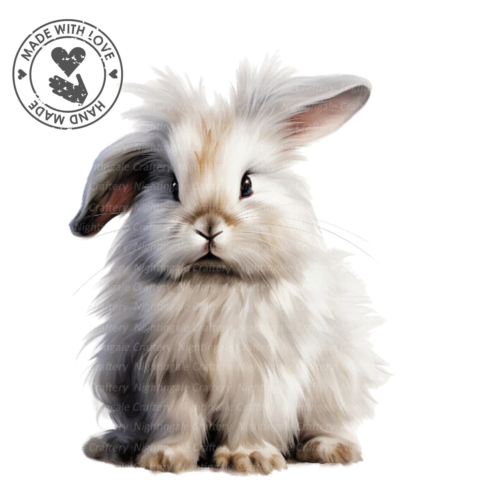 Fluffy Bunny Clipart, Rabbit Clipart, Printable Watercolor Clipart Jpgs ...