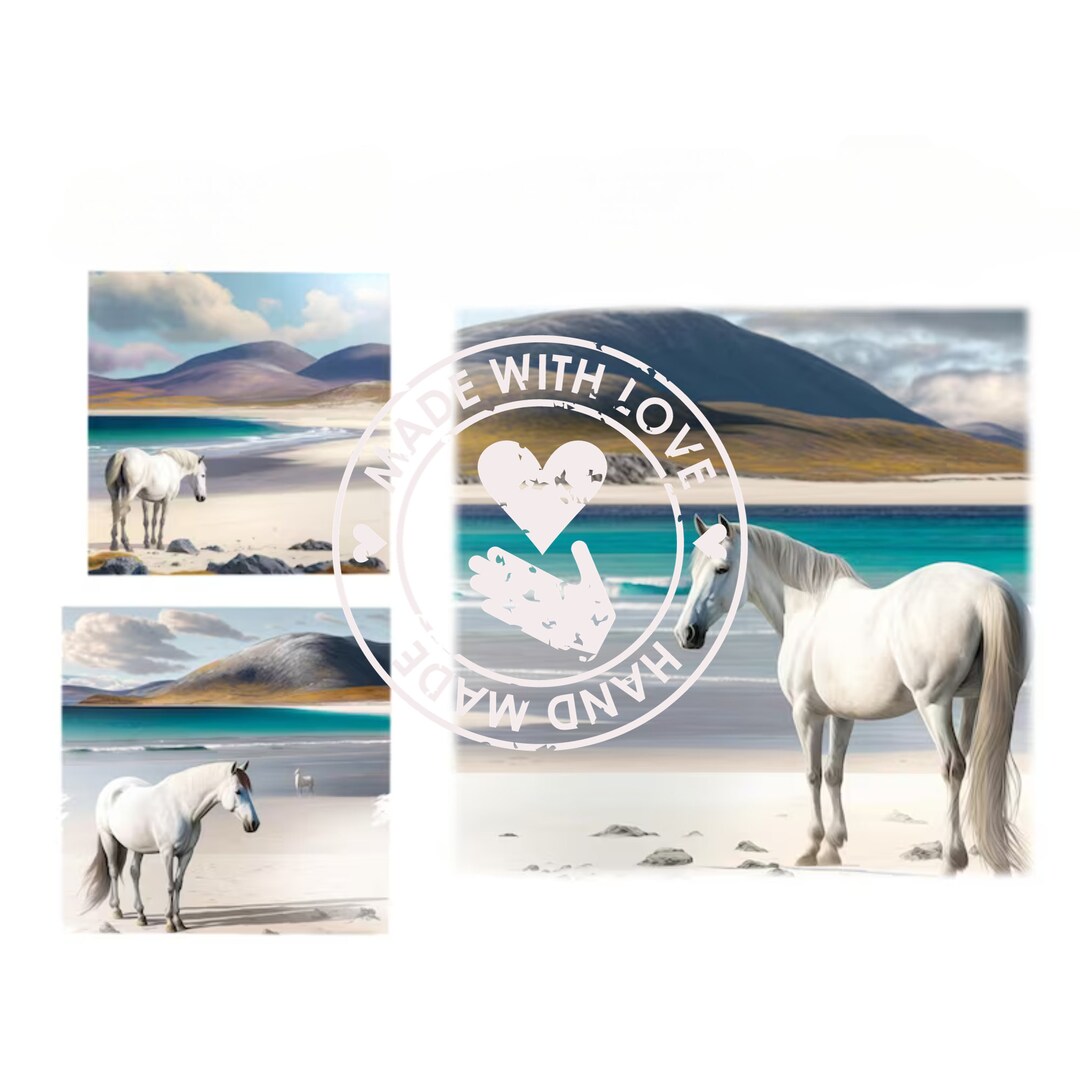 White Stallion Clipart: Watercolor Horse Illustration (digital Download ...