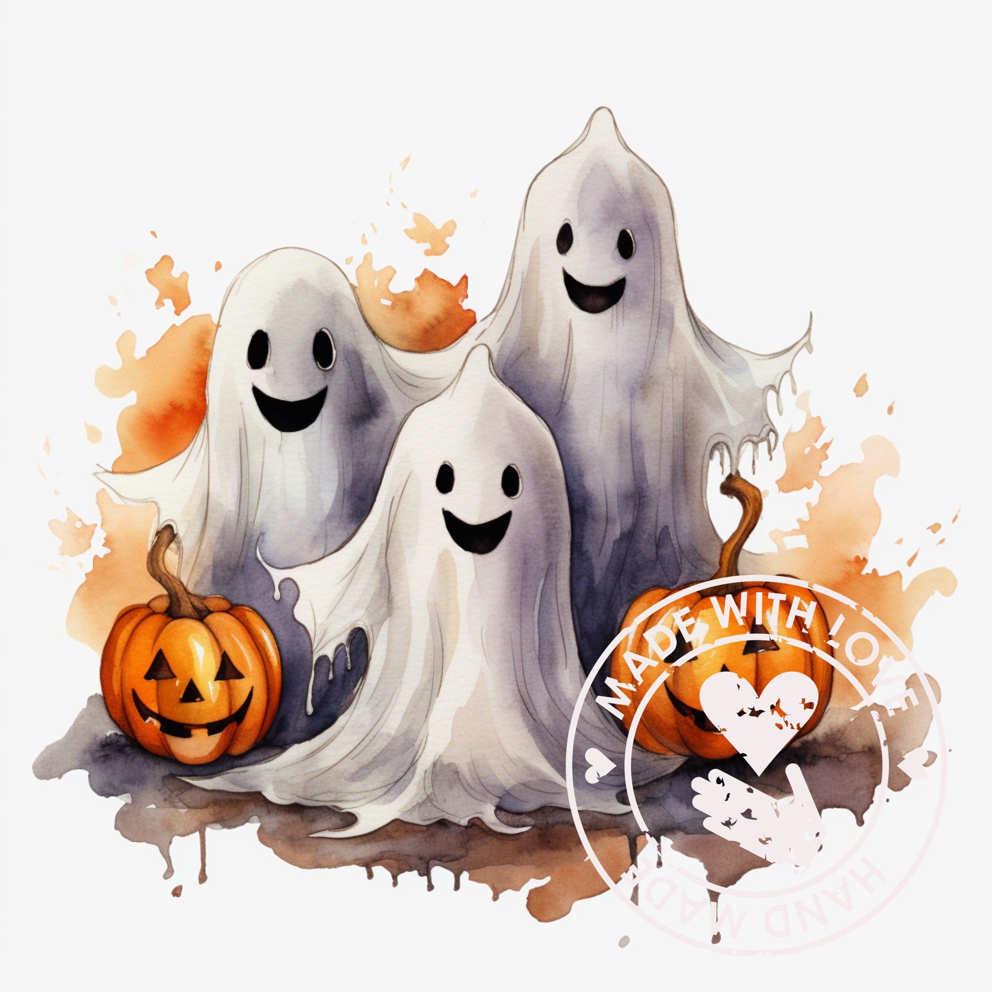 HALLOWEEN GHOSTS Png Water Color Clipart Halloween - Etsy