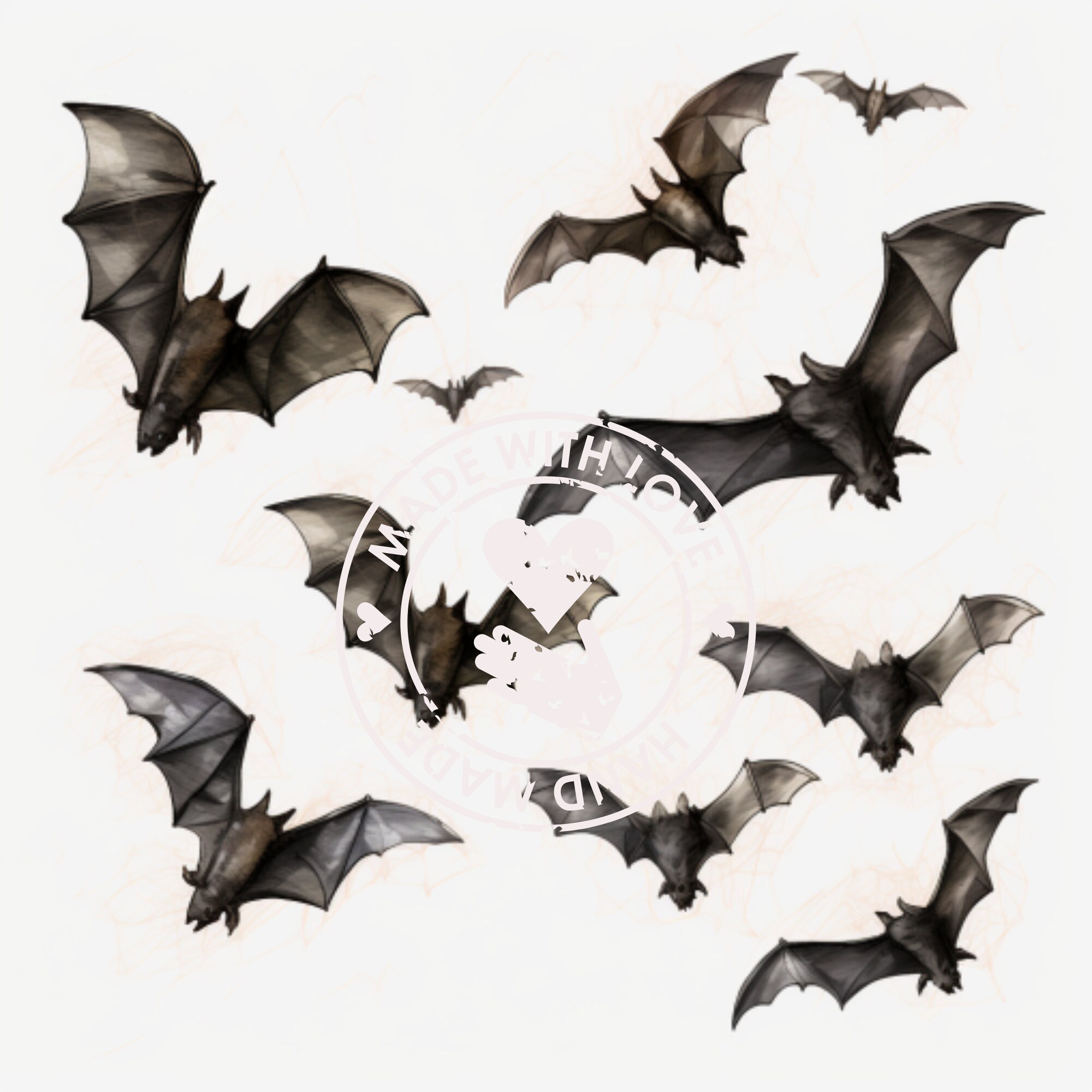 BATS Png 20pc, Water Color CLIPART, HALLOWEEN Decoration Png, Digital ...
