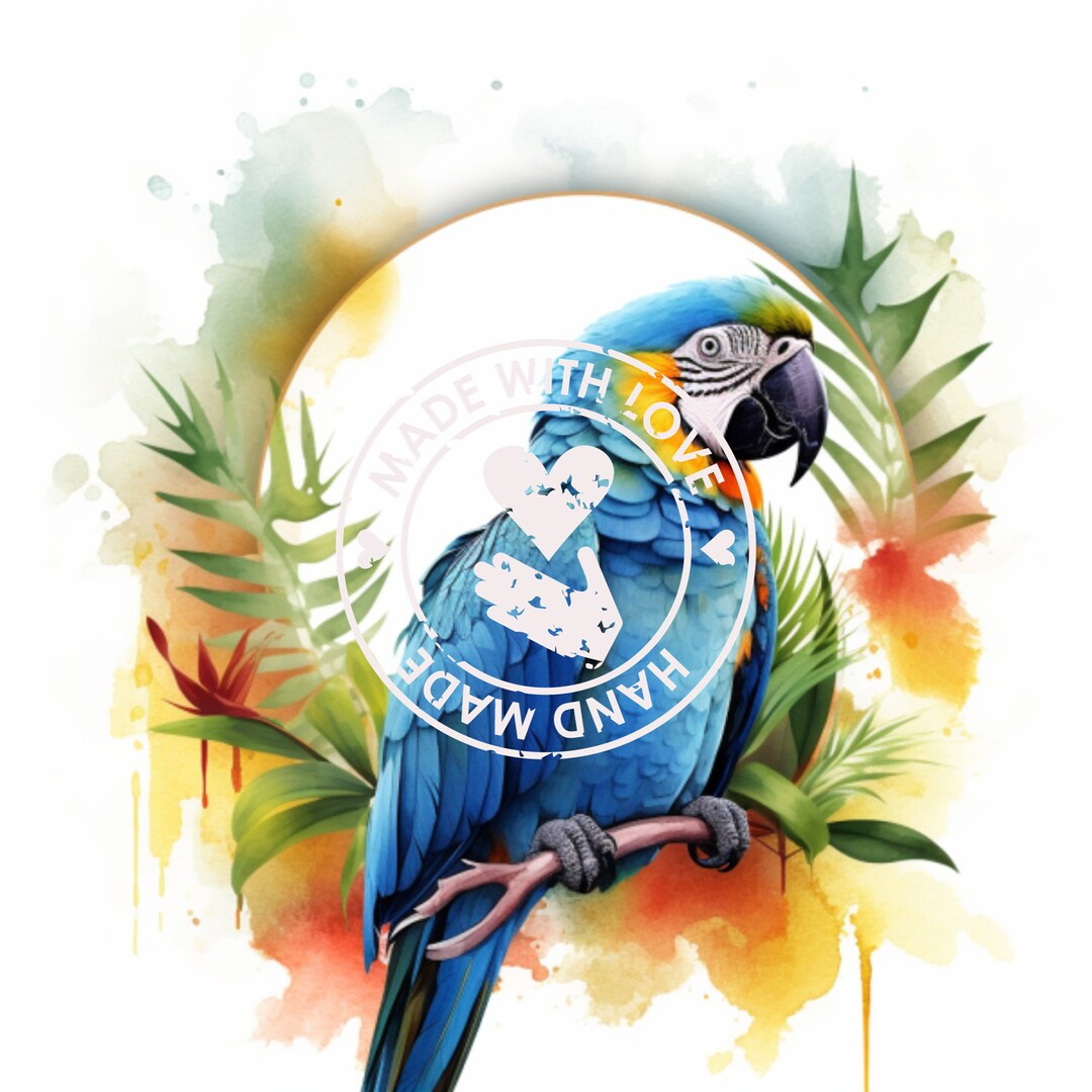 Blue Parrot Jungle Frame Clipart - 16 High Quality Jpgs - Digital Paper ...