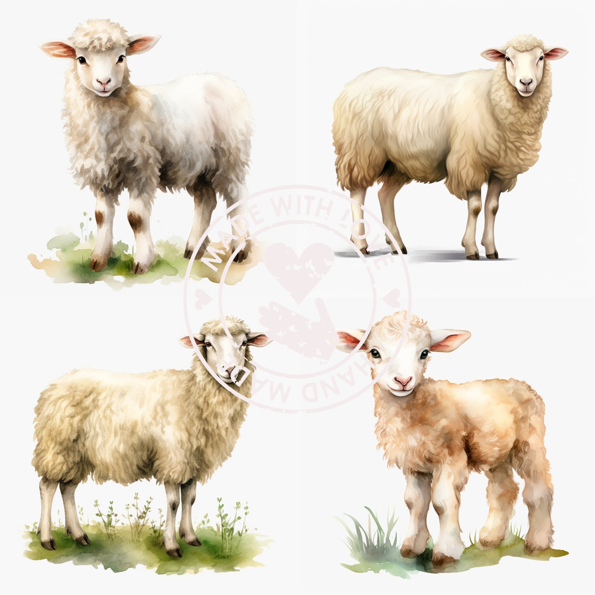 Watercolor Sheep Clipart: Farm Animal PNG (digital Download) - Etsy