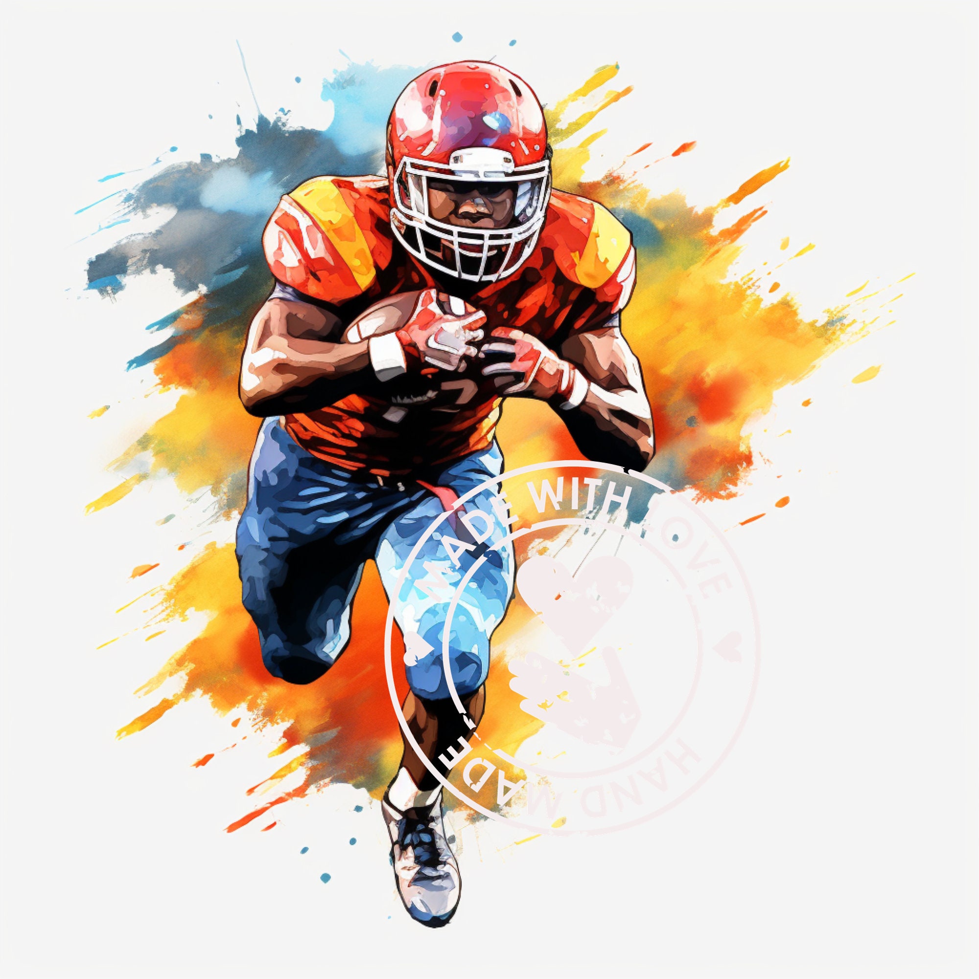 Watercolor Football Player PNG Clipart: Sports Graphics (digital ...