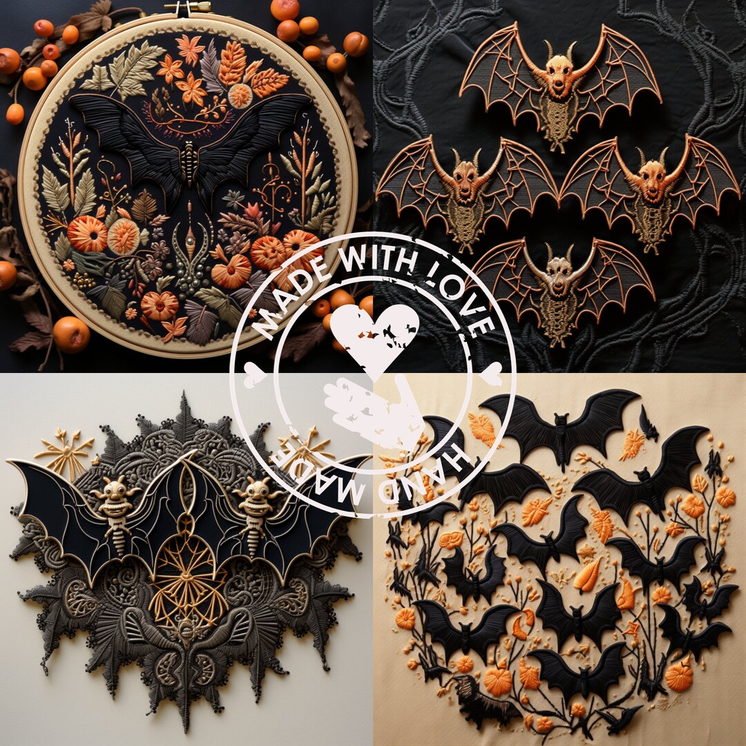 Embroidered Bats, Halloween Cute Embroidery Vampire Bats , High Quality ...