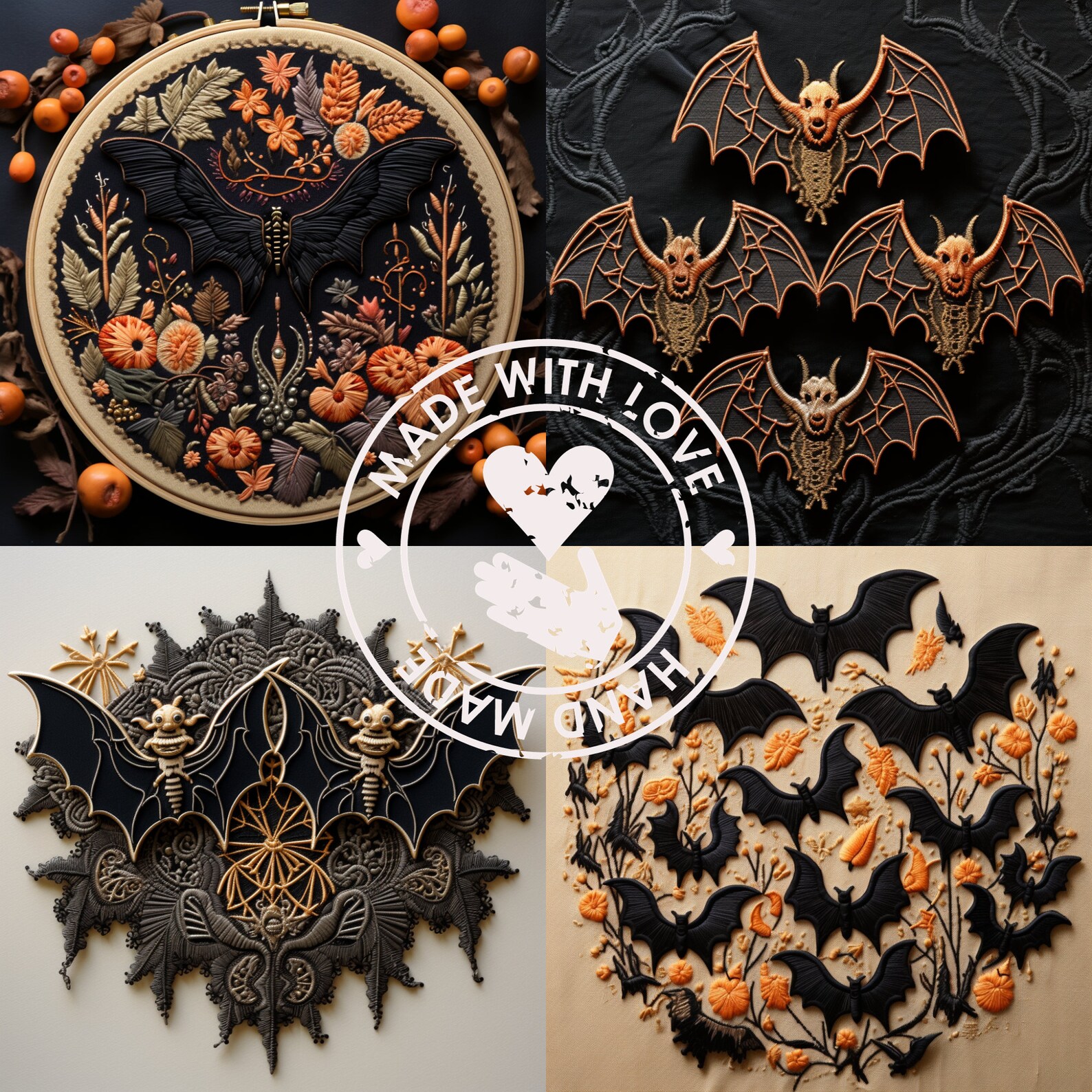 Embroidered Bats, Halloween Cute Embroidery Vampire Bats , High Quality ...