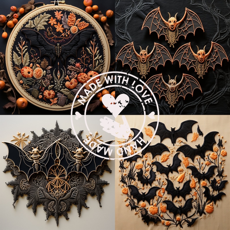 Embroidered Bats, Halloween Cute Embroidery Vampire Bats , High Quality ...