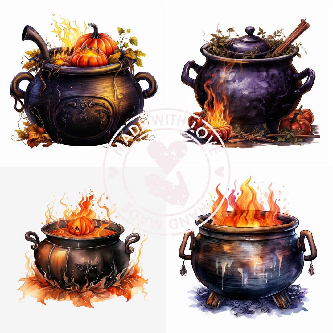 CAULDRON Png , Water Color Clipart, Halloween Decoration Png, Digital ...