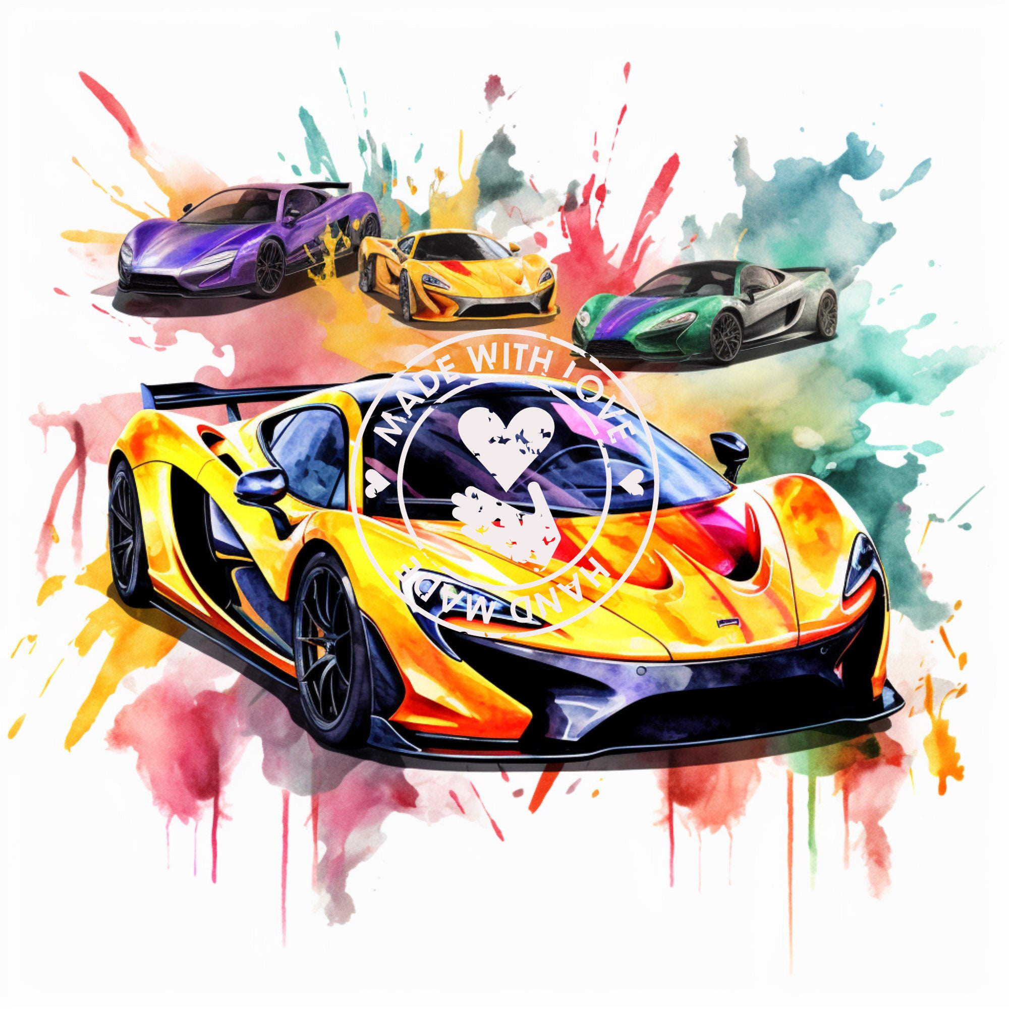 Sleek Supercars Clipart, High Quality Jpgs, Scrapbooking, Junk Journals ...