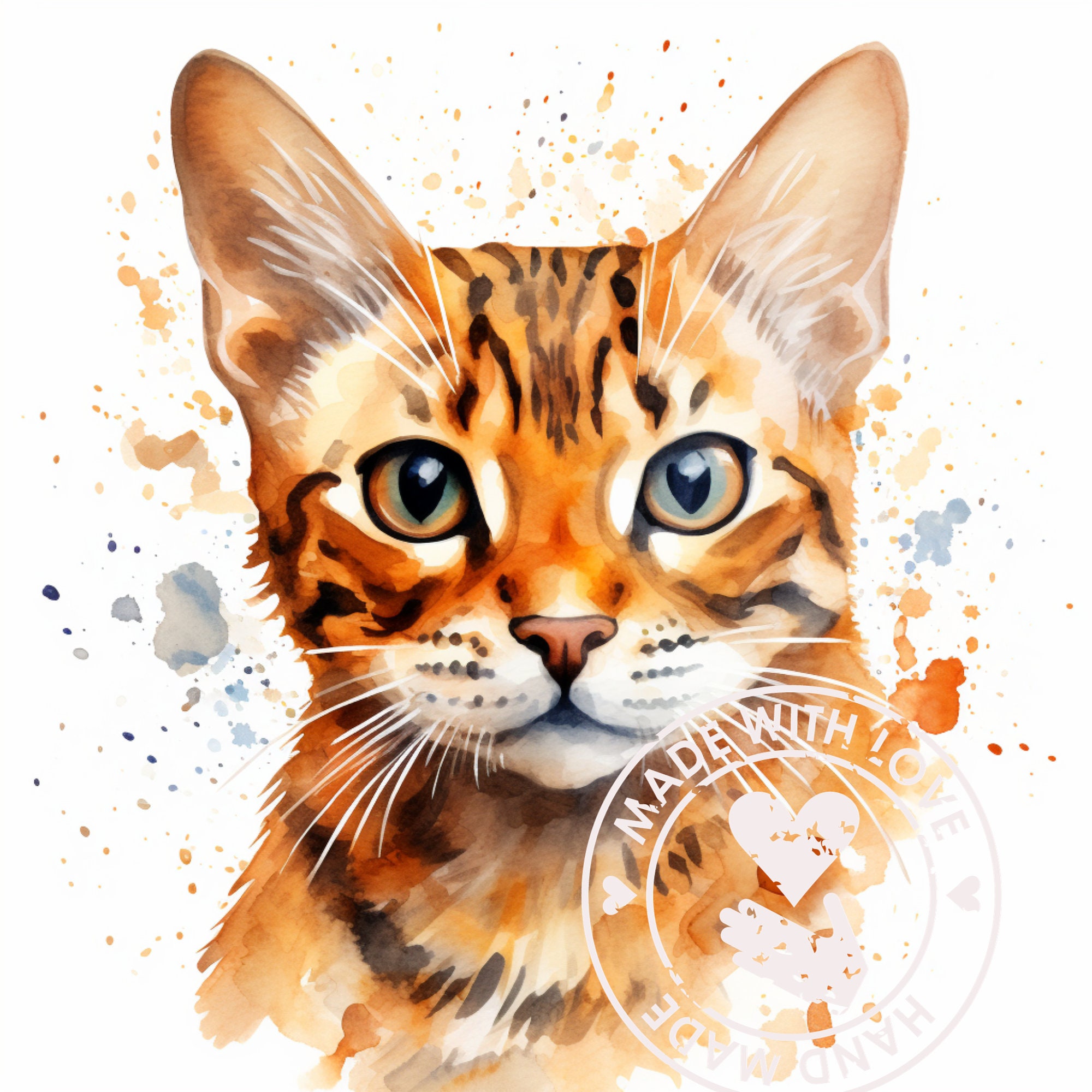 CHEETOH CAT Png Water Color CLIPART Cat Lover Png Digital - Etsy