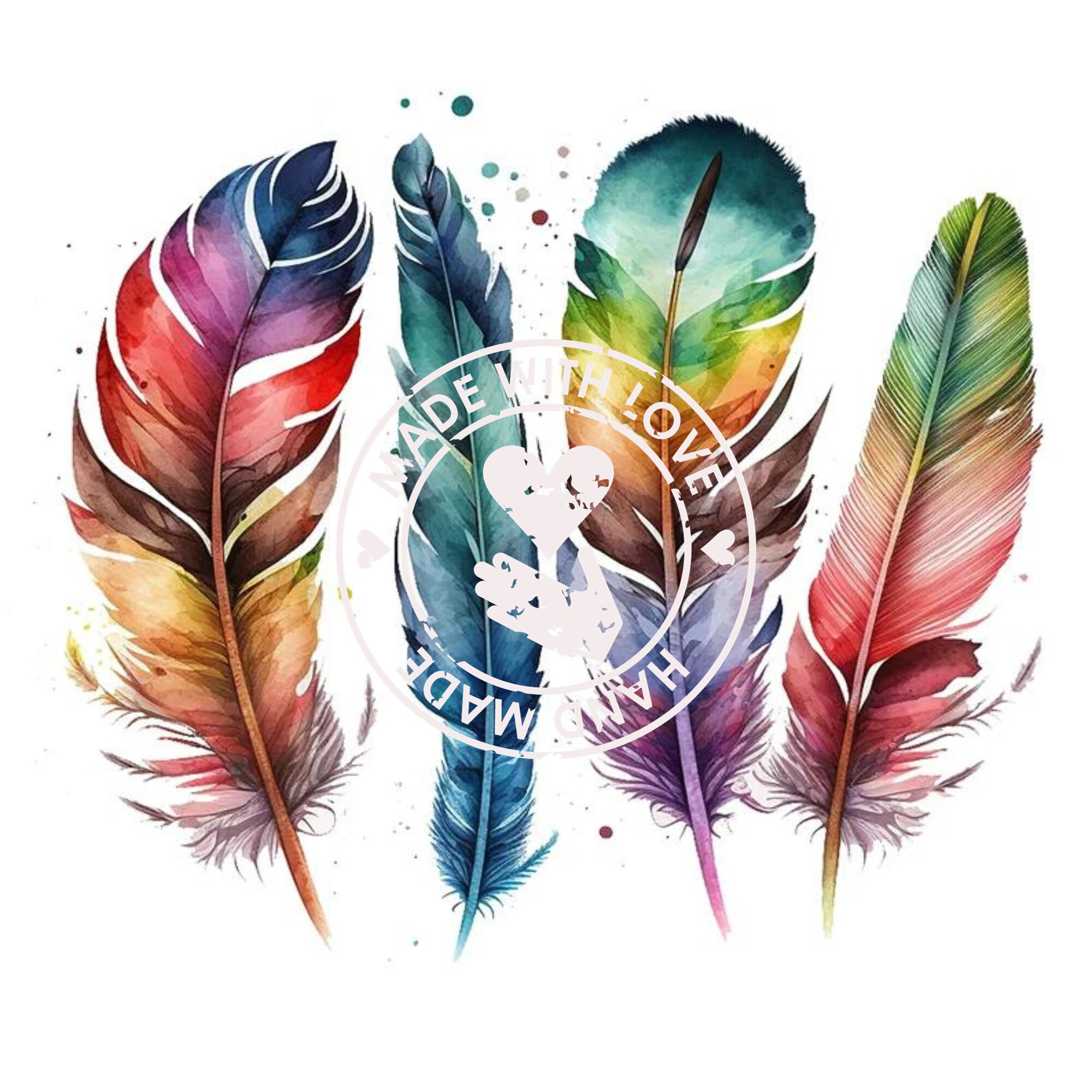 Watercolor Feather Clipart, Exotic Boho Feathers, Bohemian Clip Art ...