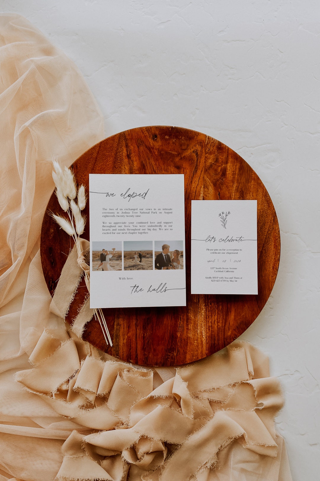 FLORA Simple Elopement Party Invitation | Simple Elopement Reception ...