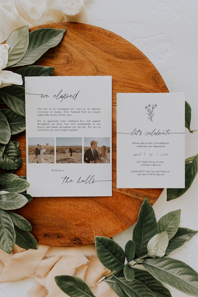 FLORA Simple Elopement Party Invitation Simple Elopement Reception ...
