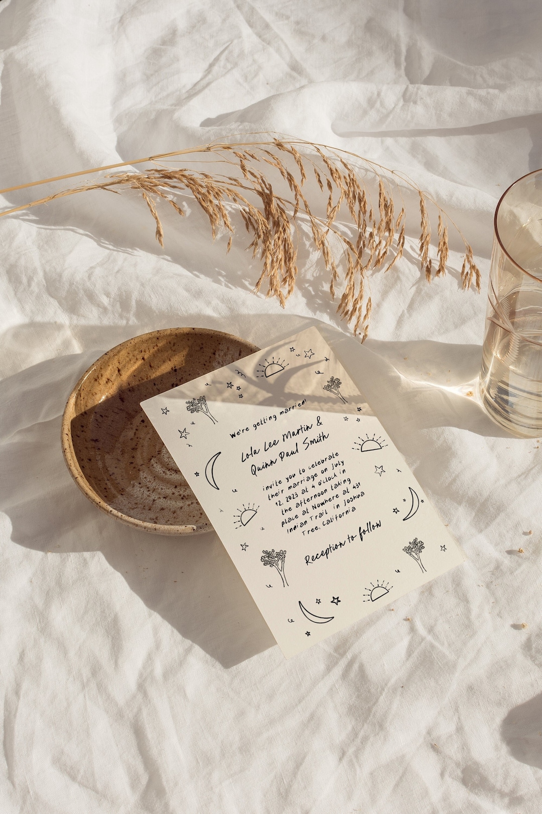 LANEY Joshua Tree Wedding Invitation | Hand Drawn Joshua Tree ...