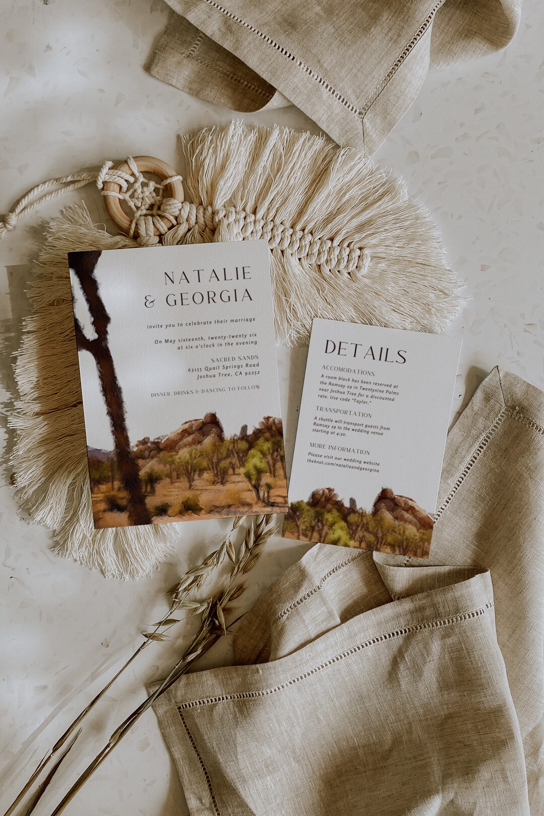 ROCKI Joshua Tree Wedding Invitation | Joshua Tree Elopement Invitation ...