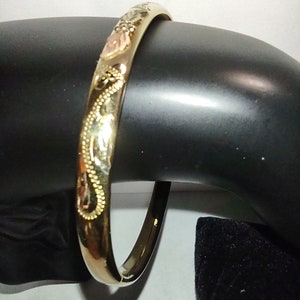 Vintage Estate Gold Filled Bangle W Flower & Hand Engraving! - Etsy