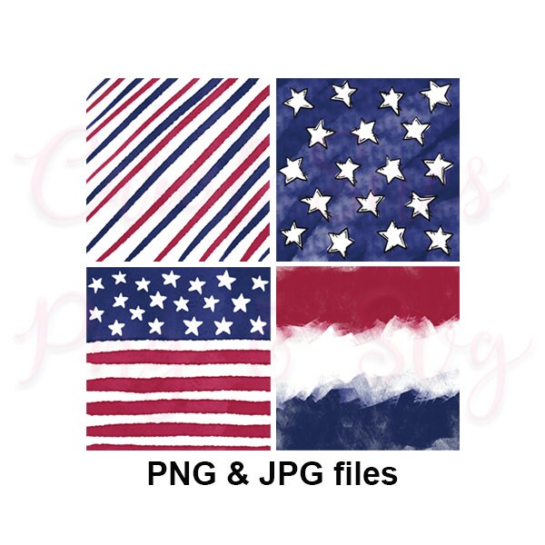Red White and Blue 4th of July Patriotic Digital Paper Pack Background ...
