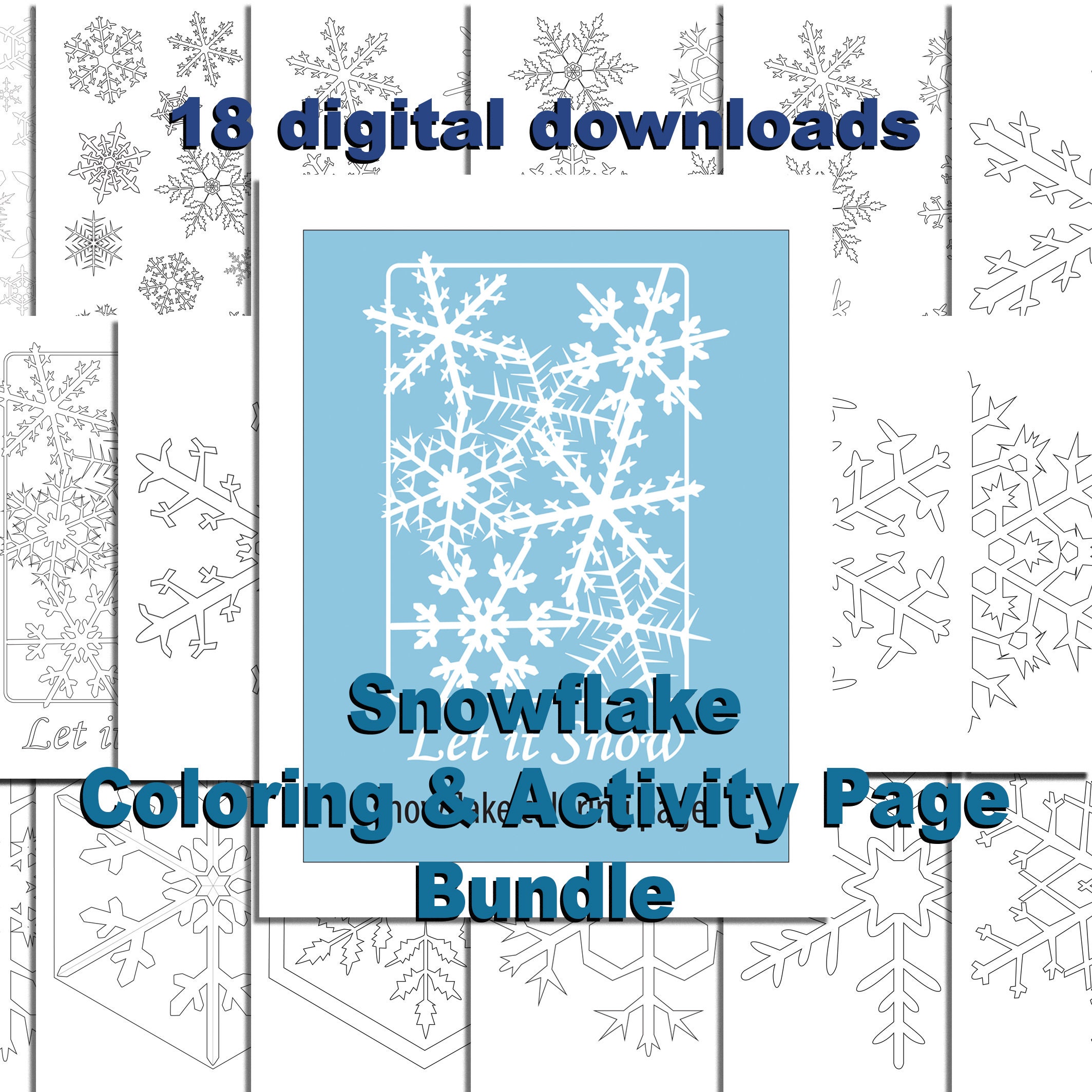 Snowflake Coloring Pages for Kids, Winter Snowflake Diy Coloring Book ...