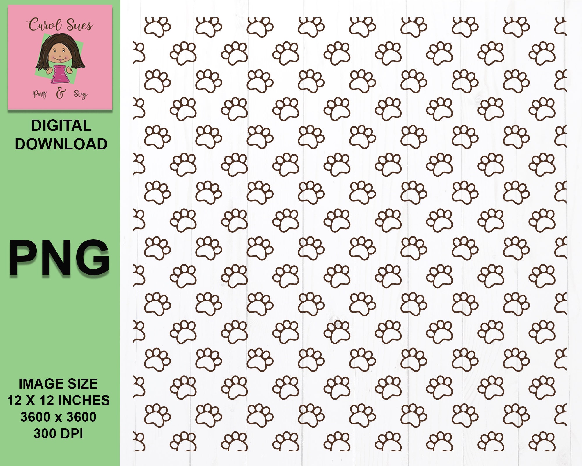 Pet Paw Prints Digital Paper Pattern Background Png File for - Etsy
