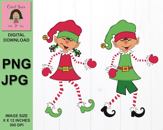 Christmas Elves Clipart Christmas Elf Png Files for | Etsy