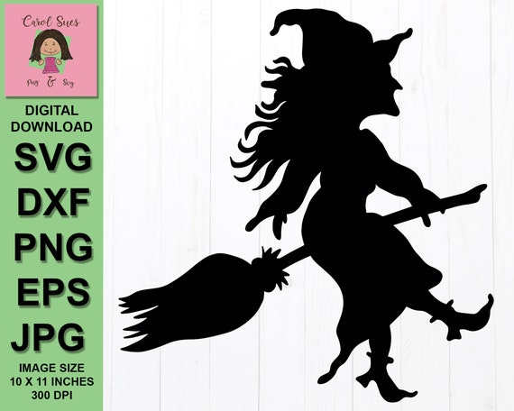 Witch on Broom Svg File Halloween Svg Files Sublimation - Etsy