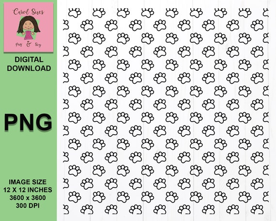 Pet Paw Prints Digital Paper Pattern Background Png File for | Etsy
