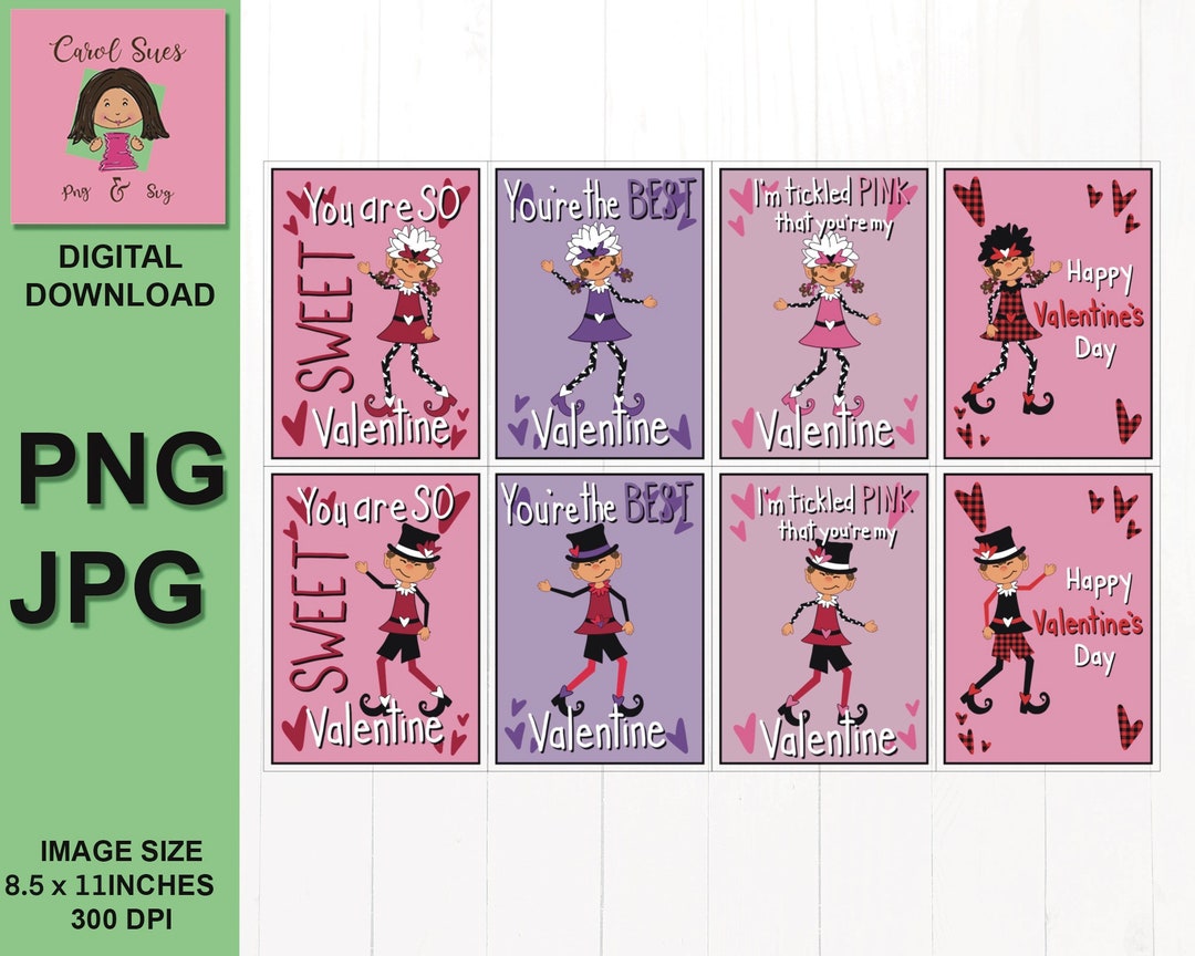 Elf Diy Printable Valentine Card for Kids With Teacher Valentine Card ...