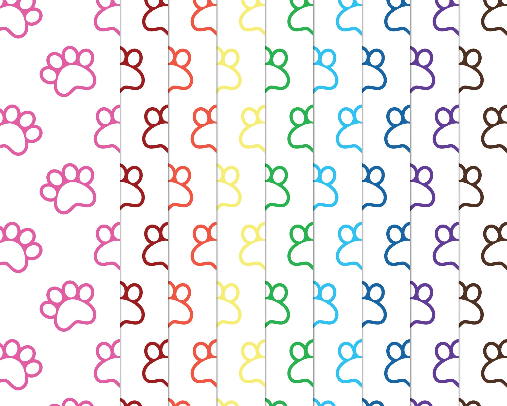 Pet Paw Print Digital Paper Pack, Pet Digital Paper Background ...