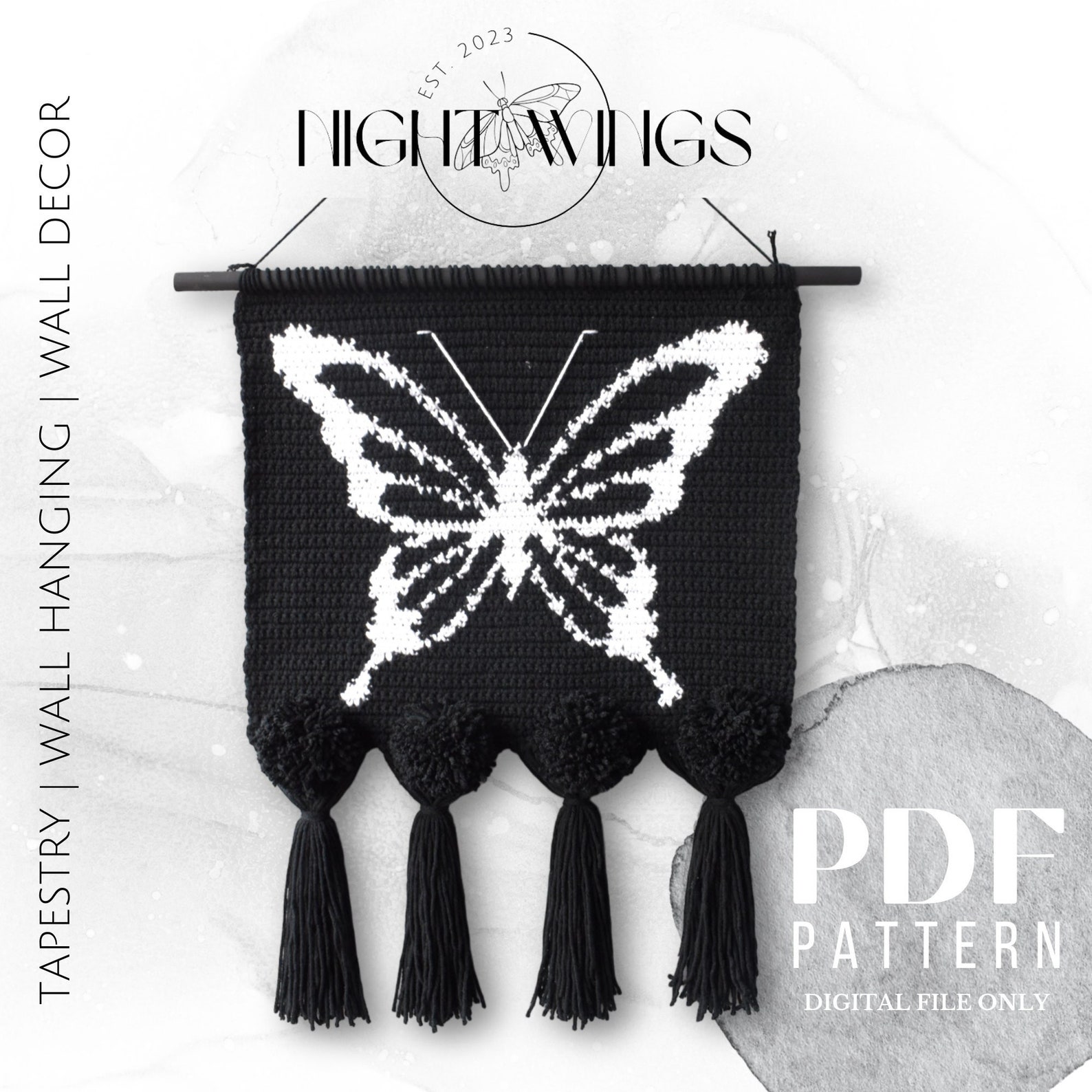 Night Wings Tapestry Crochet Pattern Moody Crochet Crochet - Etsy