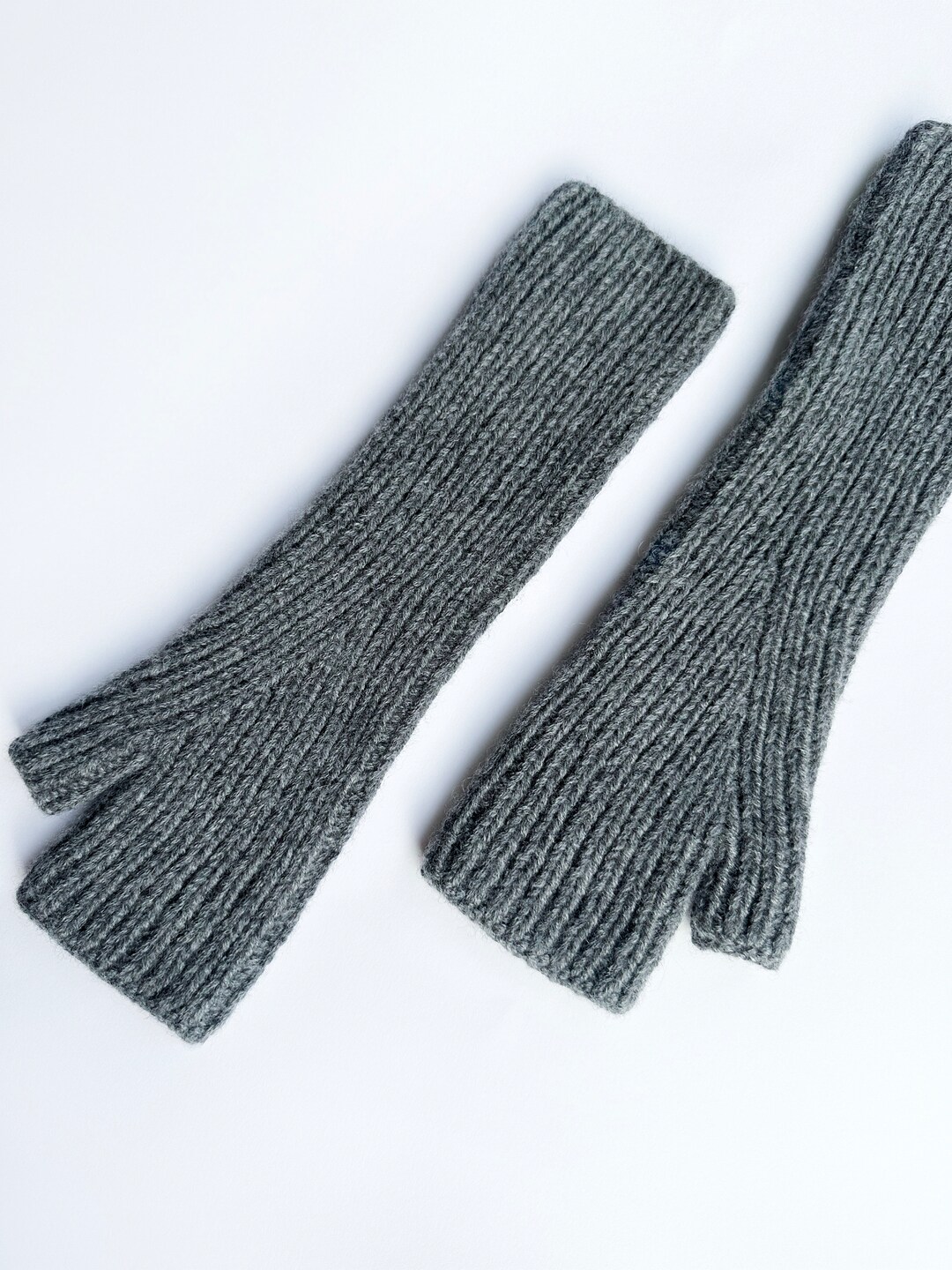 Cashmere Fingerless Gloves for Women Ribbed Fingerless Mittens, Long ...