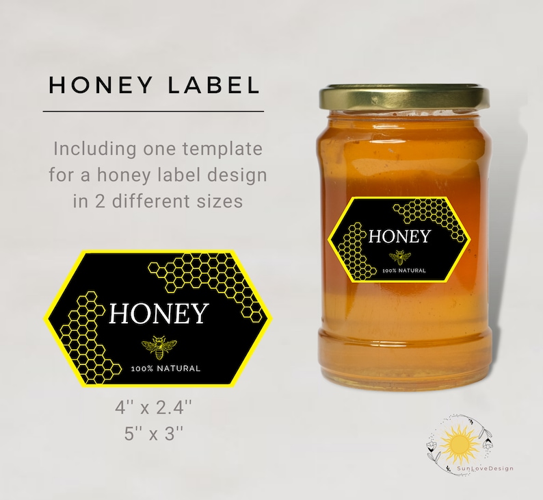 Honey Bee Label Template | Jar Label/ Sticker Template | Printable ...