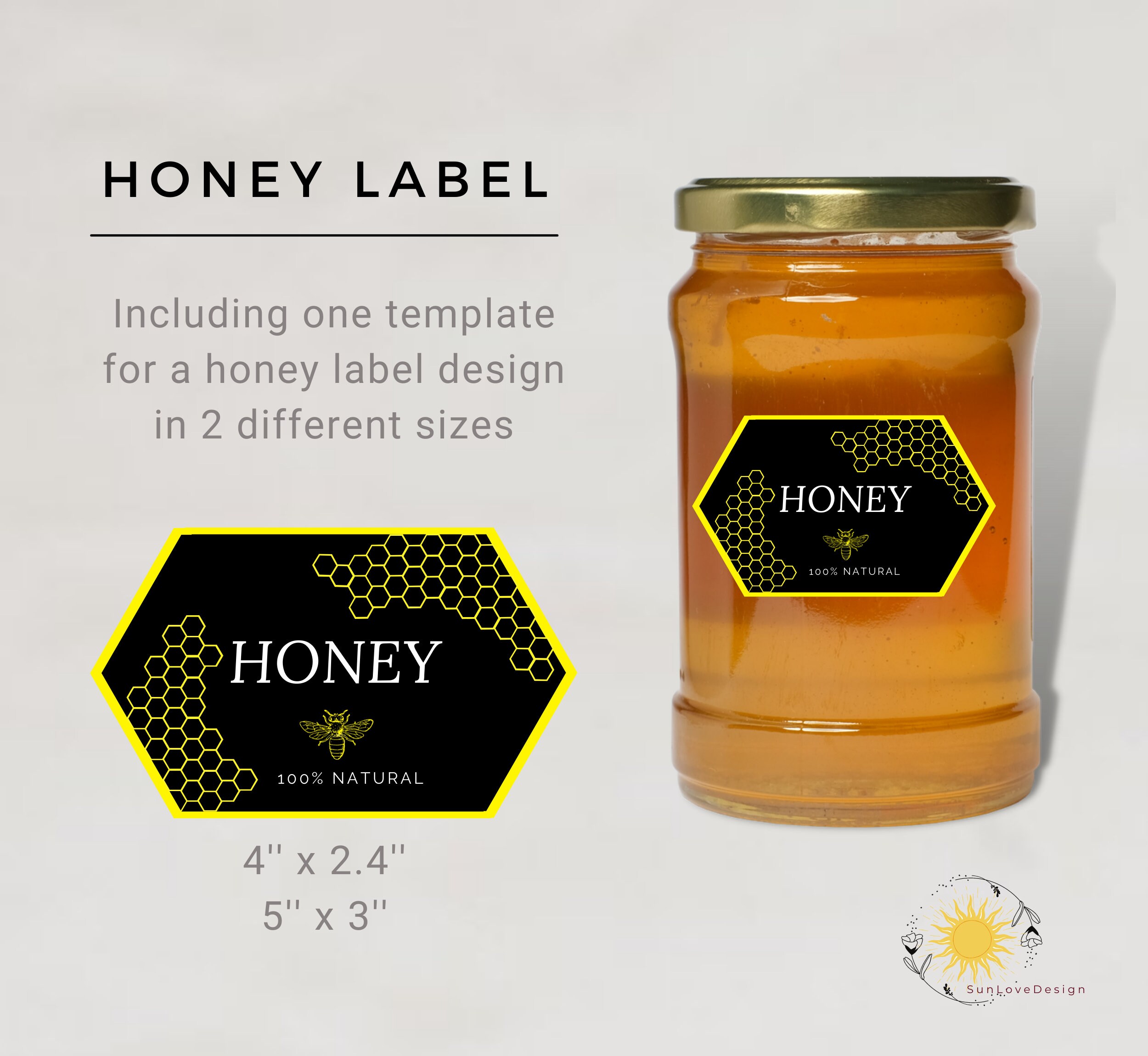 Honey Bee Label Template | Jar Label/ Sticker Template | Printable ...