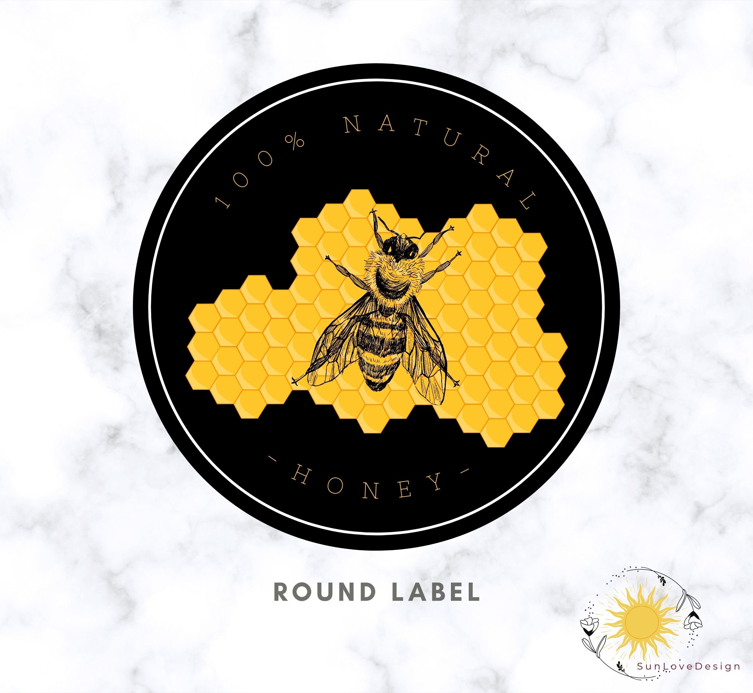 Circle Honey Bee Label Template | Jar Label/ Sticker Template ...