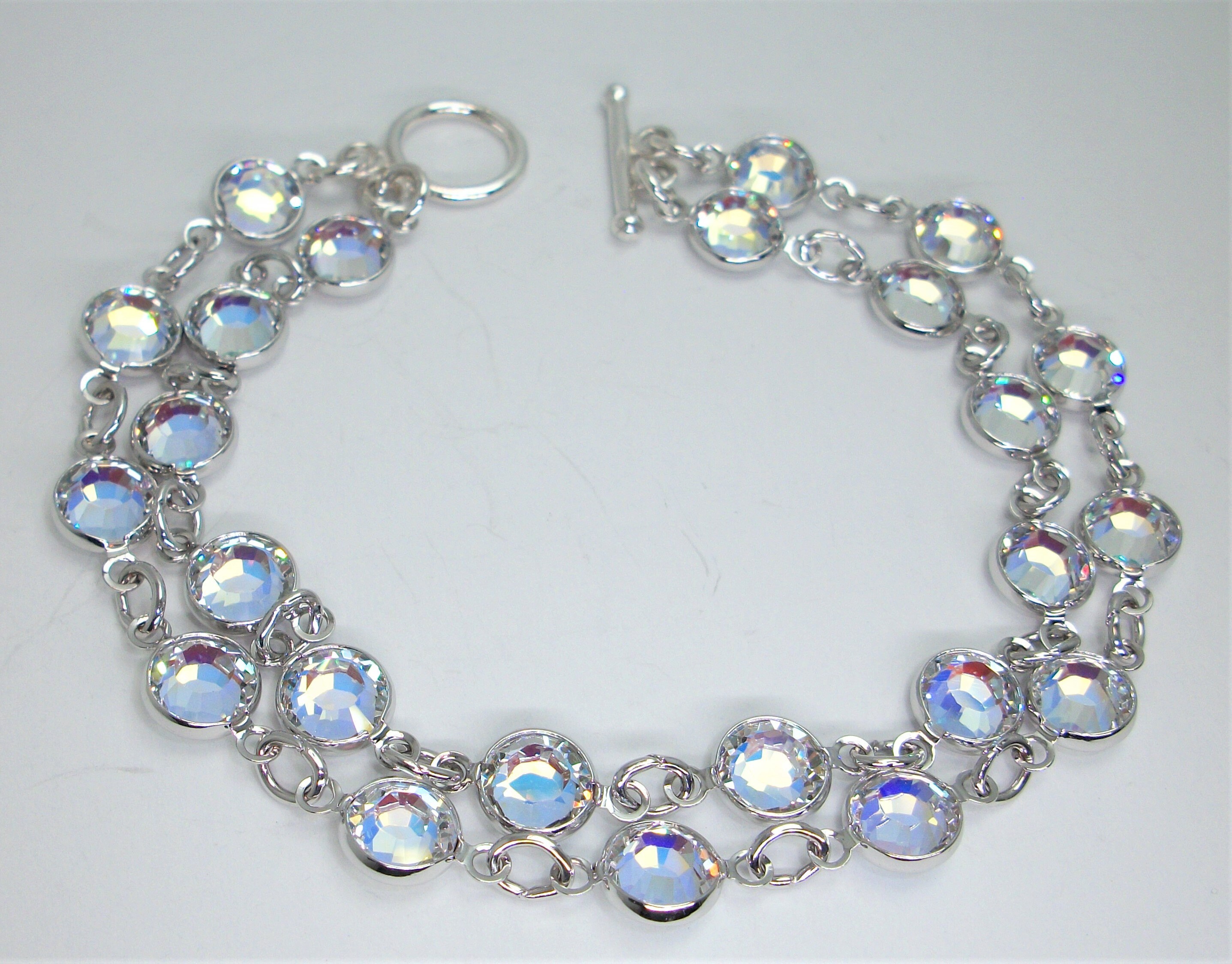 Swarovski Aurore Borealis Crystal Double Bracelet, Crystal Bracelet, Bride, Wedding Jewelry ...