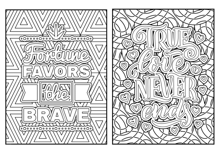 Motivational Coloring Pages Fortune Favors the Brave and - Etsy