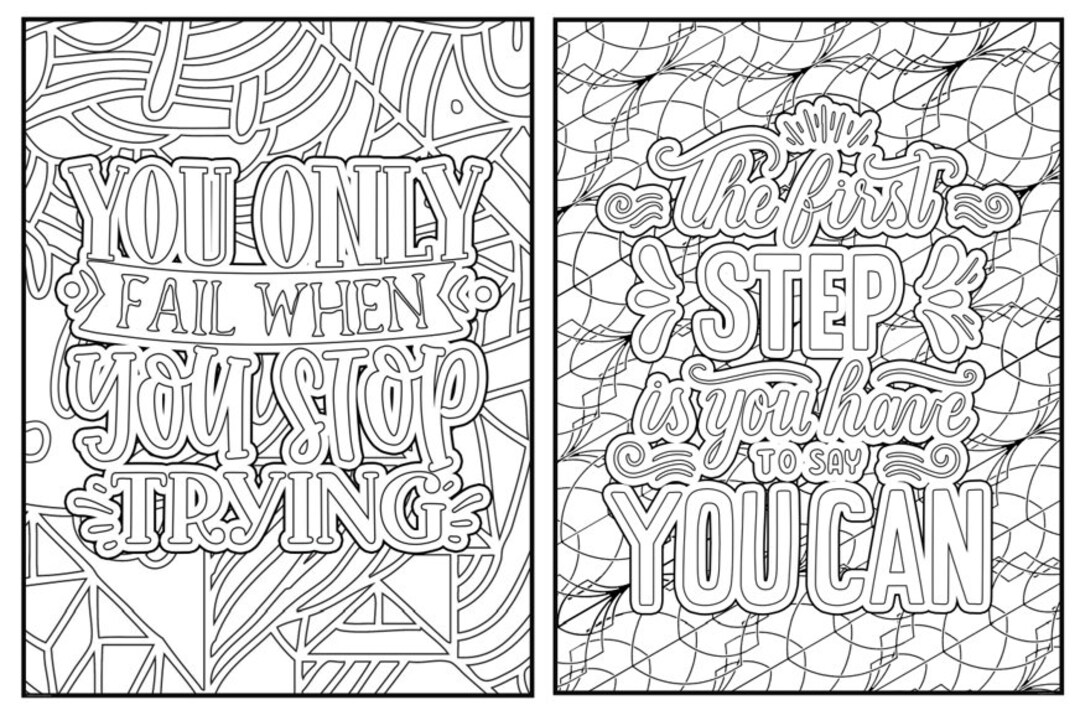 Motivational Coloring Pages You Only Fail When You Stop Trying & the ...