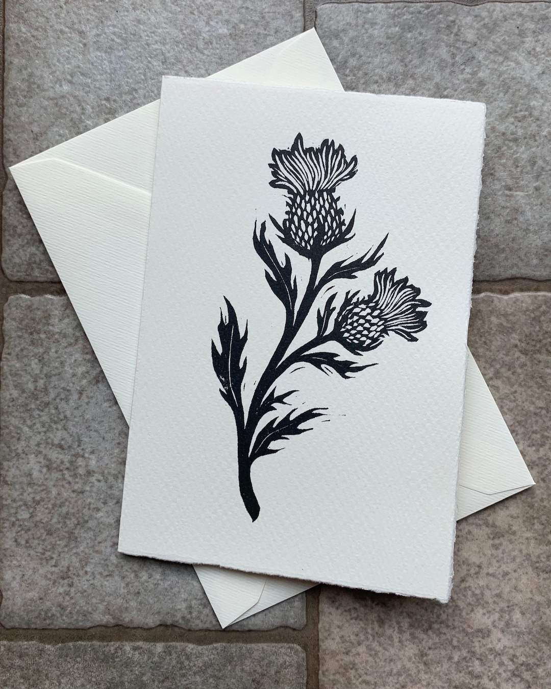 Thistle Linocut Greeting Card - Etsy