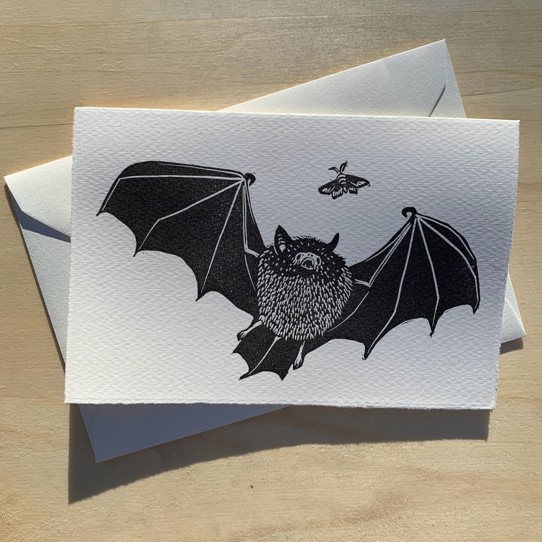 Indiana Bat Linocut Greeting Card - Etsy
