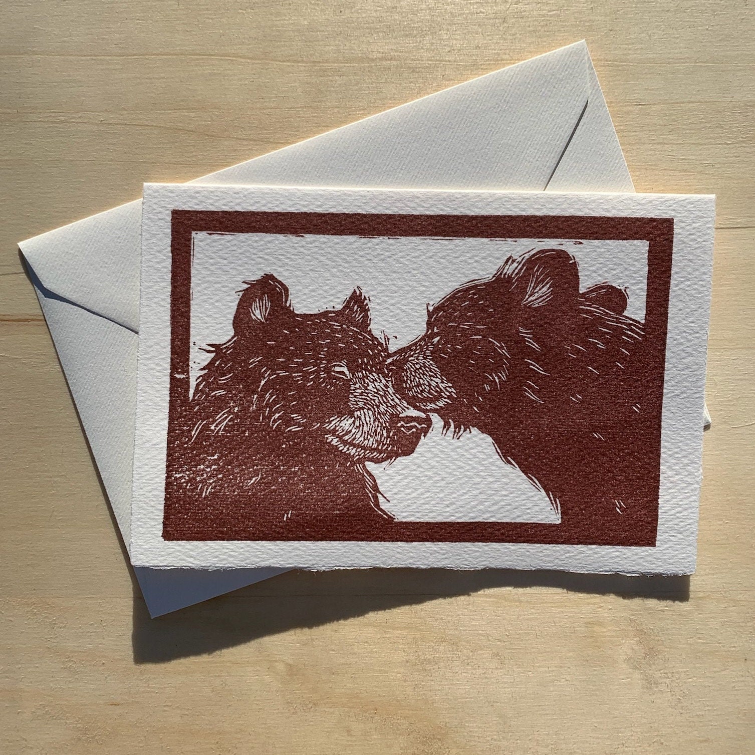 Bears in Love Linocut Greeting Card - Etsy