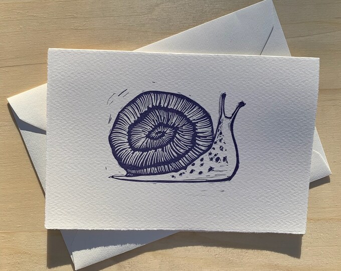 Snail Linocut Greeting Card - Etsy