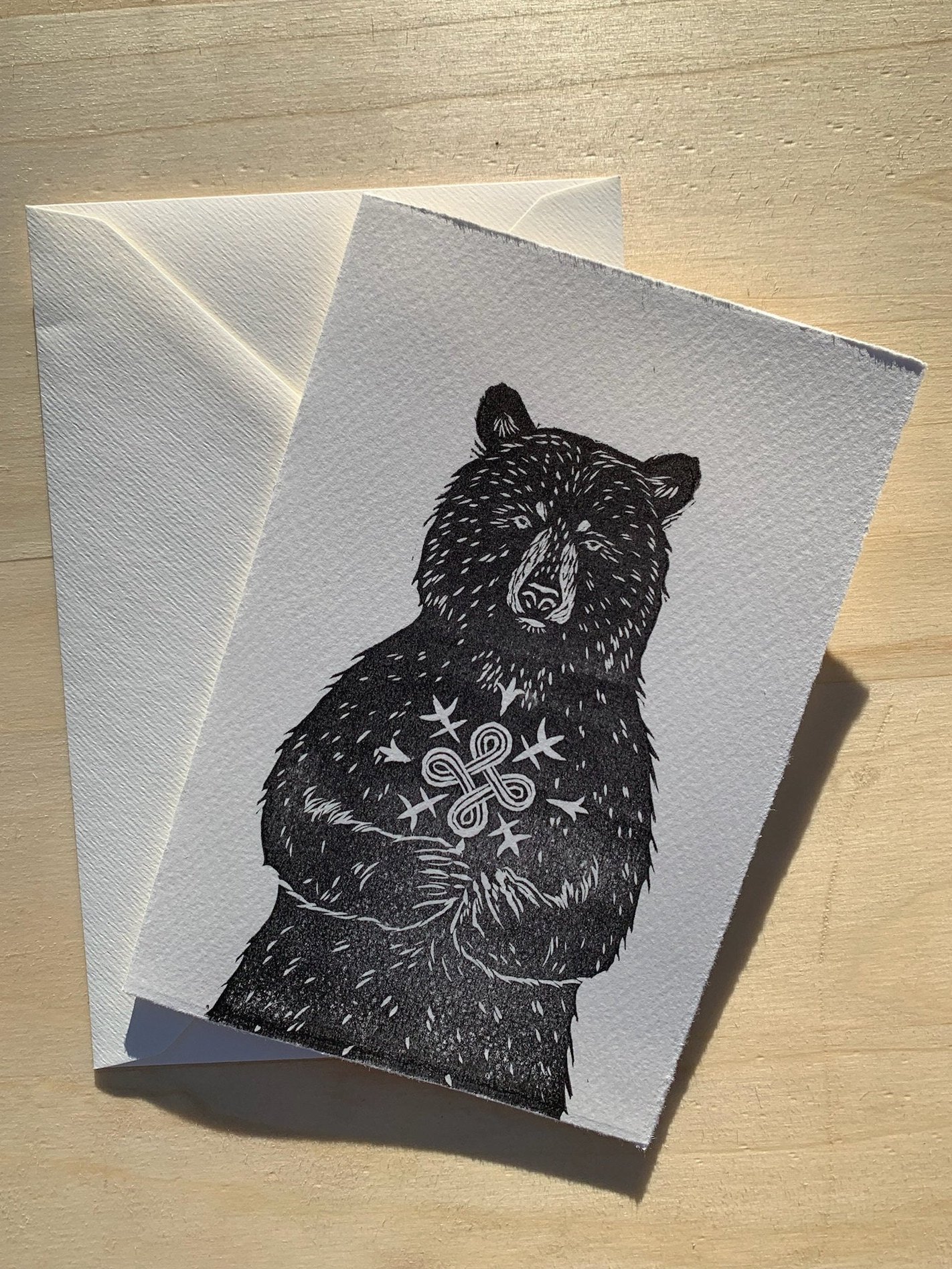 Hannunvaakuna Bear Linocut Greeting Card - Etsy