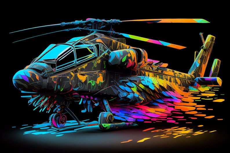 Wall Art, Helicopter Lover, Apache Helicopter Frame TV, Printable, PC ...