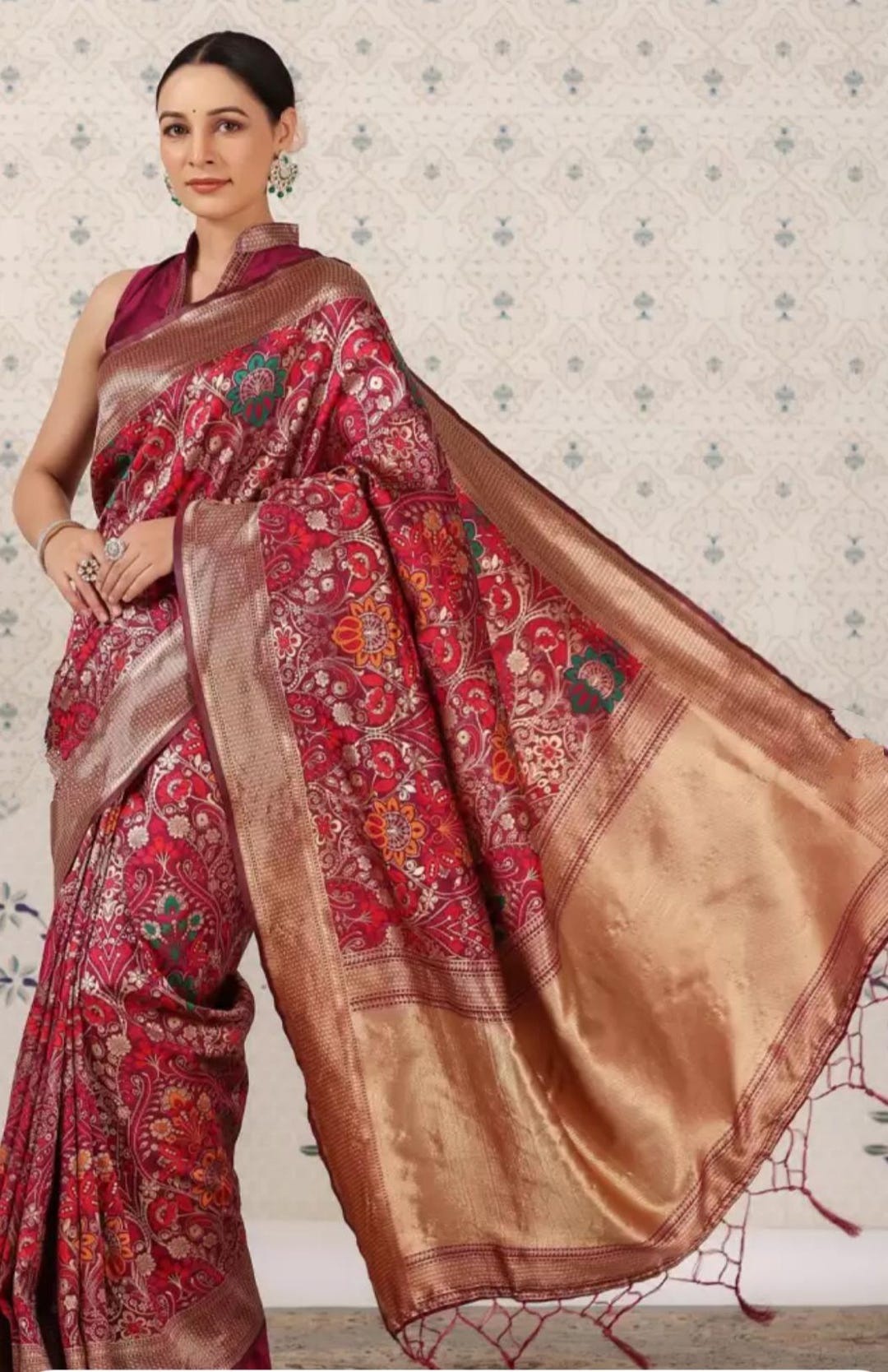 Pure Silk Modest Saree – Traditional Indian Ethnic Drape for Women ...