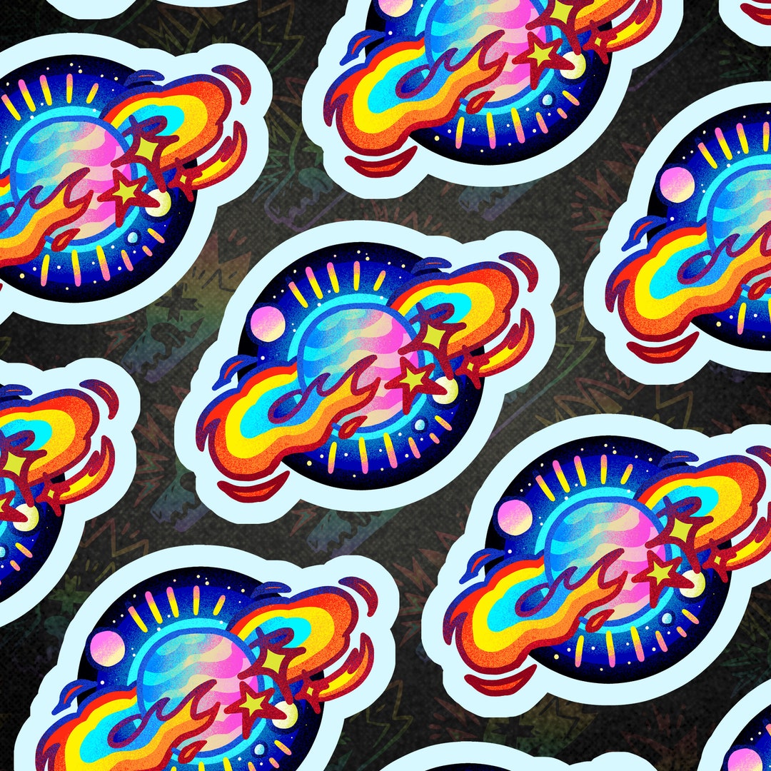 Made-to-order Sticker 0102: Neon Planet - Etsy