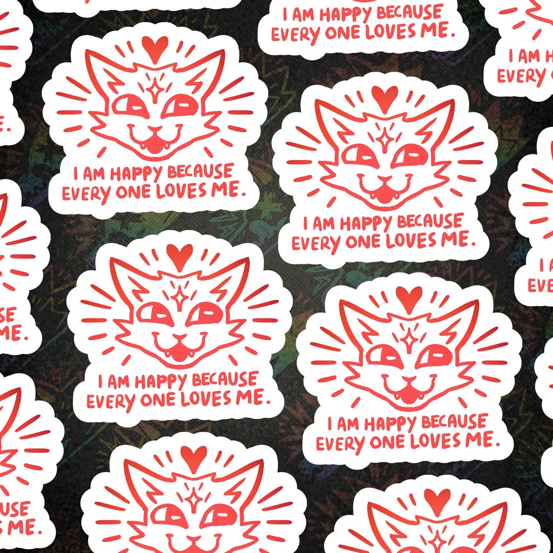 Made-to-order Sticker 0209: Happy Cat - Etsy
