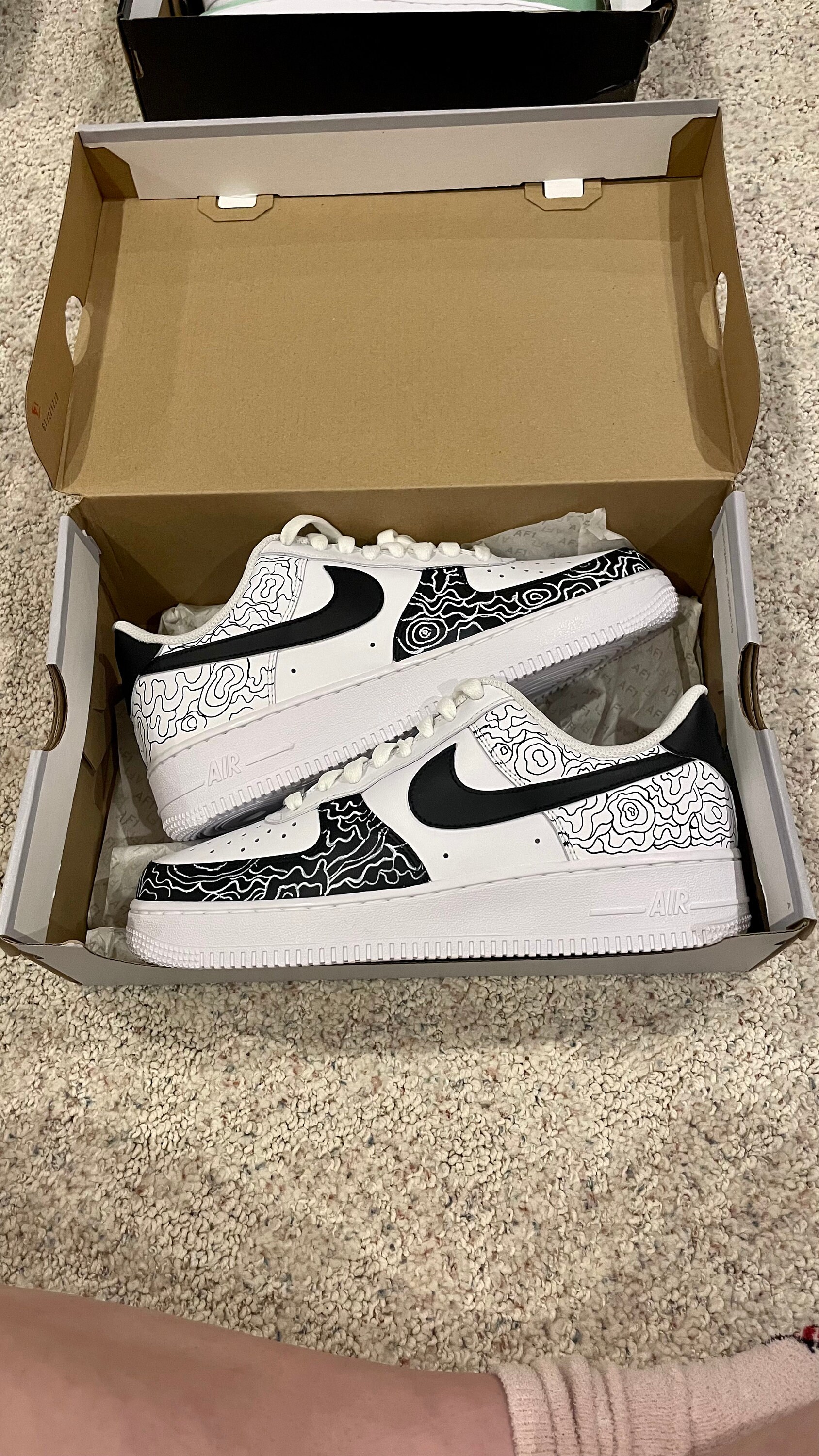 Black and White Painted AF1 - Etsy