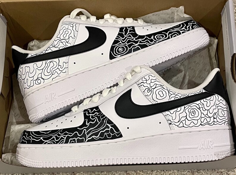 Black and White Painted AF1 - Etsy