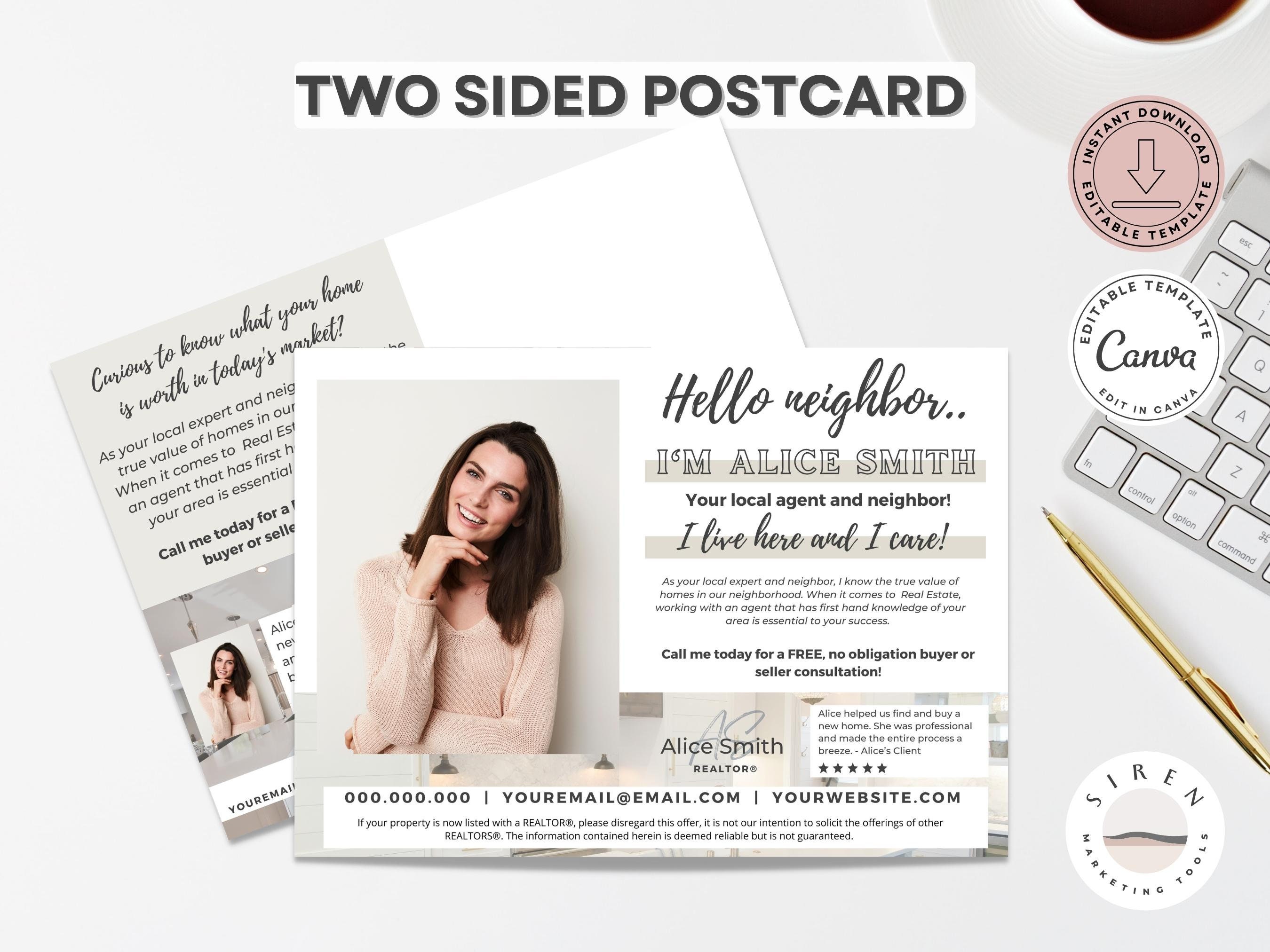 Real Estate Agent Postcard Template for Real Estate Marketing and ...