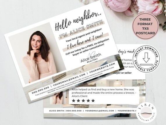 Real Estate Agent Postcard Template for Real Estate Marketing | Etsy